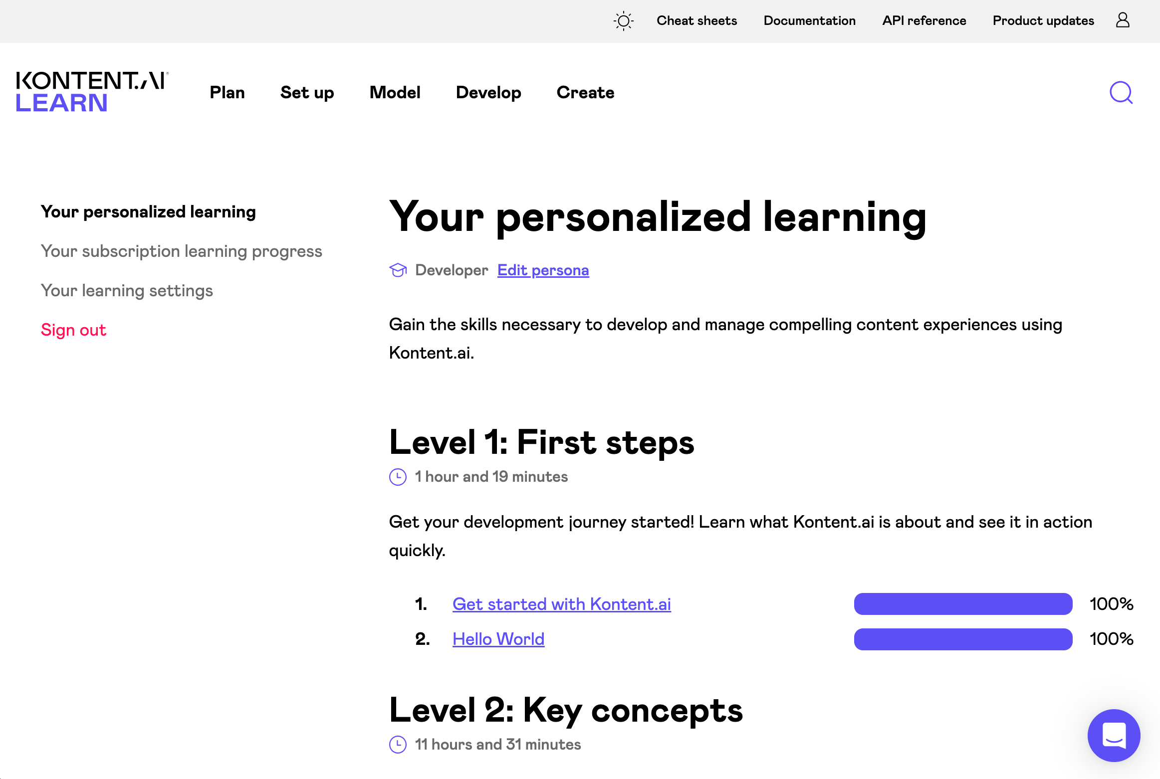 E-learning report | Kontent.ai Learn